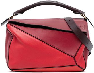 Loewe Hobo Bags - Medium Tricolor Calfskin Puzzle Satchel - Gr. unisize - in Rot - f&uuml;r Damen