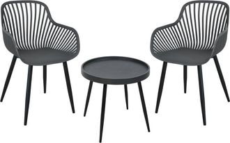 SVITA Philly Sitzgruppe Balkonm&ouml;bel Set 3 teilig Grau/Schwarz - Svita