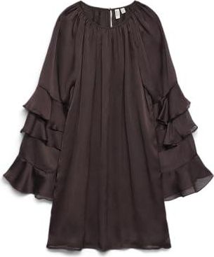 Vero Moda Vero Moda Vmlola L/S Abk Dress WVN Btq VIP Robe, Gâteau au Chocolat, XS Femmes