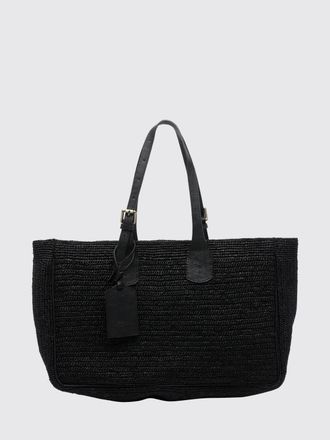 Ibeliv Grand sac cabas crochet en raphia avec doubles anses r&eacute;glables en cuir
