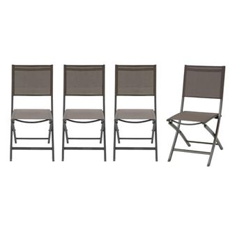 Hesperide Set aus 4 gartenklappst&uuml;hlen essentia wenge & pralin&eacute; Aluminium und texaline