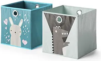 Vicco Bo&icirc;te pliante, Bleu/Gris, 30 x 30 cm Lot de 2