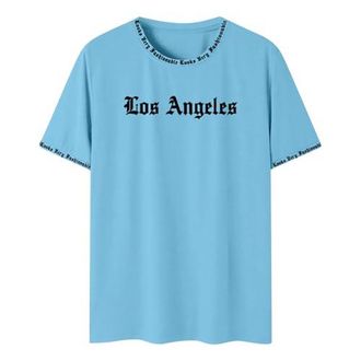 Generic T-shirt pour homme 1 pi&egrave;ce &agrave; manches courtes et imprim&eacute; alphabet - Col rond - Tissu tricot&eacute; en polyester avec l&eacute;ger stretch - Coupe normale - Style pu