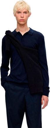 Selected Selected Homme Herren Slhtray Knit Merino Polo Noos Pullover, Navy Blazer, XL EU