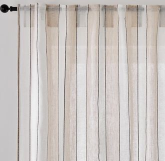 La Redoute Interieurs Voilage Ray&eacute; En Lin Et Coton Pattes Cach&eacute;es Avori