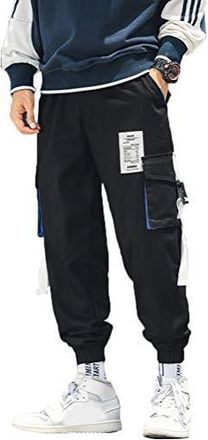 Minetom Homme Pantalon Casual Cargo Chino Sport Jogging Pantalon Slim Fit Pantalon Jogging Bas De Survêtement Hip Hop Noir Pantalon De Sport Multi-Poches Stre