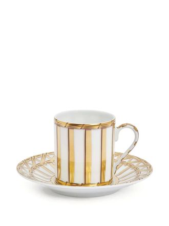 Pinto Paris tasse et soucoupe Vannerie &agrave; rayures - Blanc