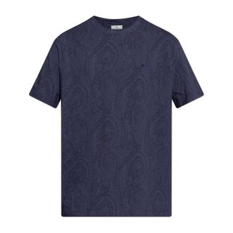Etro Baumwoll-T-Shirt mit Arnika-Motiv - - Tops - Herren - Blau - S