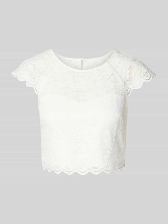 Jake*s Cropped T-Shirt aus floraler Spitze