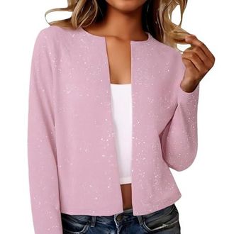 Generic Cardigan &agrave; paillettes &agrave; manches longues ouvert sur le devant - Manteaux courts scintillants &agrave; paillettes brillantes et d&eacute;contract&eacute;es - Cardigan de bal