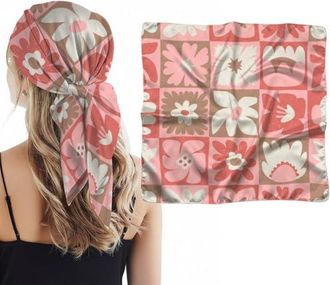 Generic Belles fleurs roses bandana en soie pour dormir, &eacute;charpe &agrave; col carr&eacute;, accessoires de cowgirl pour femme, Belles fleurs roses, 24 &times; 24 inch