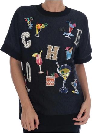 Dolce & Gabbana Femme, Tops, Multicolore, Taille: 34 FR Pull ras du cou &agrave; manches courtes