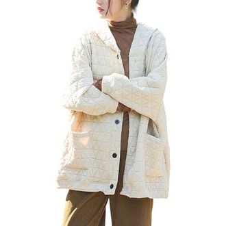 Generic Veste matelass&eacute;e l&eacute;g&egrave;re Dolman &agrave; capuche pour femme avec poches, beige, M