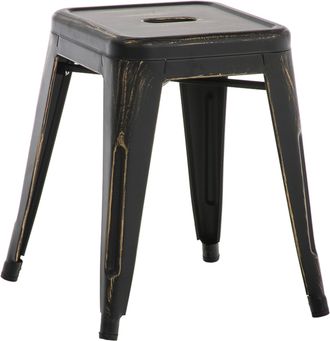 Clp Hocker Armin I Metallhocker stapelbar und pflegeleicht I Stapelhocker bis 200 kg belastbar I Sitzhöhe 46 cm, Farbe:schwarz-Gold