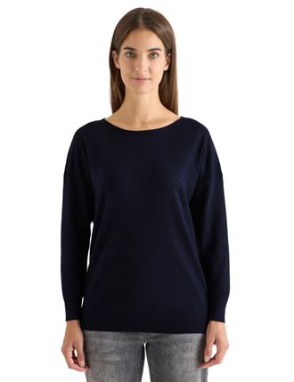 Cecil Damen 3015530 Pullover Mit Strukturdetail, Urban Dark Blue, L EU