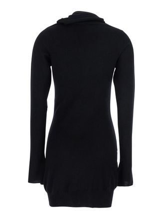 The Attico Womens Black Mini Dress With Cowl Neck Wool