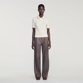 Sandro Pull col bijou en maille pointelle