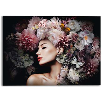 Reinders Plexiglasbild, Frau mit Blumenhut, Wohnzimmer, Poster, Wanddeko, Room Decor, Acrylglas, Mehrfarbig, 50 x 70