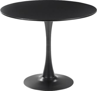 Beliani Table Noire avec Plateau Rond 90 cm en MDF et Pied Unique en M&eacute;tal Design Traditionnel pour Salle &agrave; Manger ou Cuisine Moderne et Scandinave Beliani