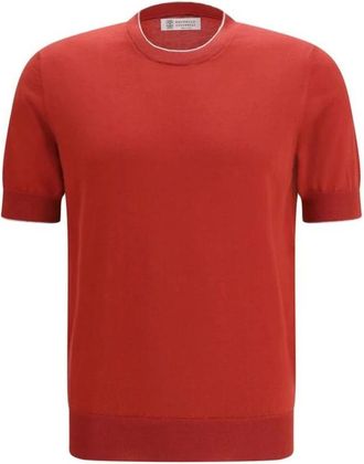 Brunello Cucinelli Homme, Tops, Rouge, Taille: M Cotton Graphic T-Shirt