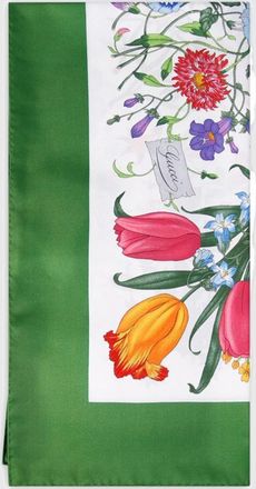 Gucci Quadratischer 90x90 Seidentwill-Schal mit Blumendruck