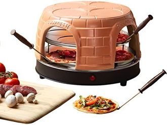 Emerio Emerio PO-116124.1 Four &agrave; pizza, couvercle en terre cuite, fait &agrave; la main, design brevet&eacute;, pour mini pizza, v&eacute;ritable plaisir en famille pour 8 person