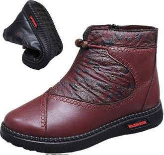 Generic Bottes de neige imperm&eacute;ables pour femme, bout rond, fermeture &eacute;clair lat&eacute;rale, plateforme &agrave; imprim&eacute; floral, bottines &agrave; enfiler, bottines de marche cou