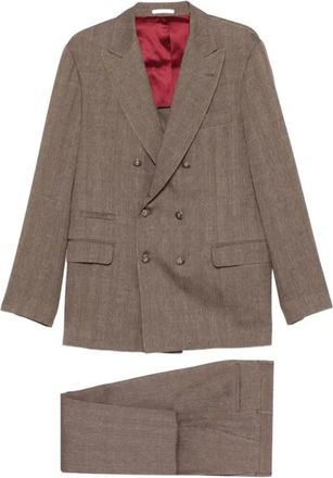 Brunello Cucinelli Homme, Costumes, Brun, Taille: M Double Breasted Suits