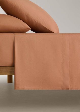 Mango Drap plat percale de coton 200 fils lit 135/140 cm orange br&ucirc;l&eacute; - Home - Lit 135/140 cm - MANGO HOME