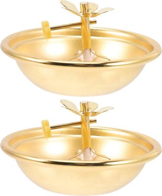 DOITOOL 2er-Pack Öllampenhalter aus Aluminiumlegierung - Traditionelle, verstellbare Ghee-Lampe mit Docht für Tempelrituale, Gebete, Feste und Anbetung - Klas