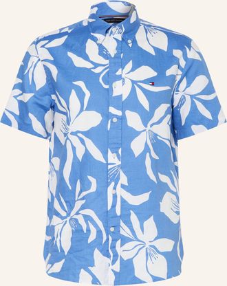 Tommy Hilfiger Kurzarm-Hemd Regular Fit Mit Leinen blau