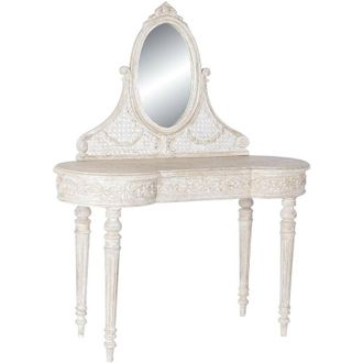 PEGANE Coiffeuse avec miroir en manguier/MDF coloris beige - Longueur 114 x Profondeur 44 x Hauteur 141 cm Pegane