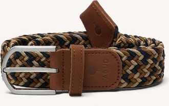 Faguo Ceinture tress&eacute;e beige, bleu et marron