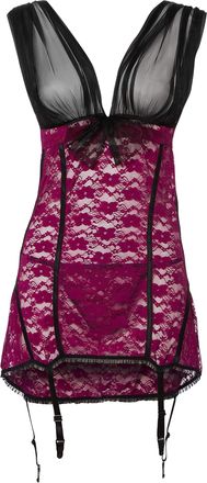 Shirley of Hollywood Damen Sexy Peek A Boo Netzstoff und Stretch-Spitze, &Uuml;bergr&ouml;&szlig;e - Violett - XXX-Large