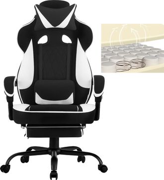 Woltu Gaming Stuhl Stoff Atmungsaktiv Bürostuhl Gaming Chair Ergonomisch mit Lendenkissen, Gamer Stuhl 150 kg Belastbarkeit PC-Stuhl mit Große Rückenlehne &