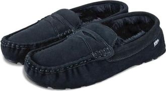 Isotoner Mocassin en daim imperméable pour homme Bleu marine