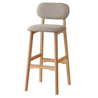 Generic 29 Zoll hohe Barhocker mit Leinenbezug, Holzbeinen und -lehne - Khakifarbene K&uuml;cheninselst&uuml;hle f&uuml;r Esszimmer, Restaurant oder B&uuml;ro