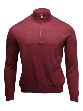 Kiton polo en maille &agrave; fermeture zipp&eacute;e - Rouge