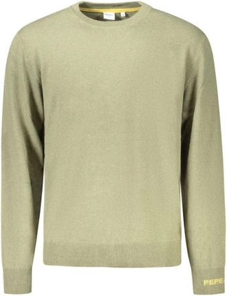 Pepe Jeans London Homme, Pulls, Vert, Taille: 2XL Pull en Coton Vert avec Broderie