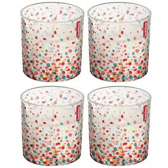 Bolsius 4 Bolsius Duftkerzen im Glas 100x100 mm Kerzenglas Duftglas 700g Konfetti Mix (4 St&uuml;ck)