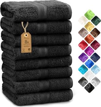 NatureMark 8 Handtücher Set - 100% Baumwolle - Saugfähige und langlebige Handtücher, Größe 50×100 cm, Schwarz