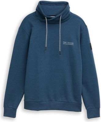 Tom Tailor Herren 1047799 Snood Sweatshirt mit Logo-Details, 39218-Real Teal Grindle Structure, M