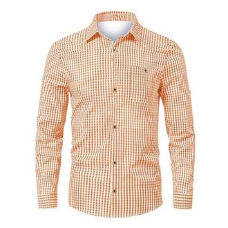 Generic Chemise boutonn&eacute;e pour homme, grande et haute, &agrave; manches longues, col &agrave; revers, chemises ray&eacute;es, l&eacute;g&egrave;rement ajust&eacute;e, chemise d&eacute;contract&eacute;e tendance, ha