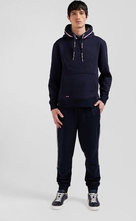 Eden Park Sweatshirt &Agrave; Capuche En Coton M&eacute;lang&eacute; Bleu Marine Broderie Matelass&eacute;e Coupe Relaxed