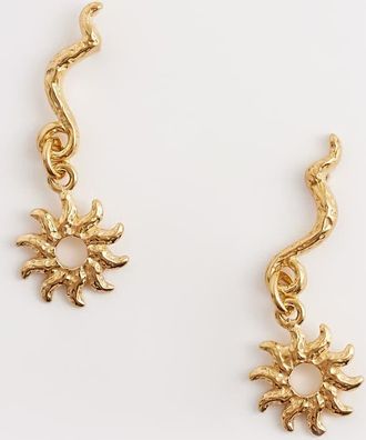 Seol + Gold Ohrstecker aus 18-Karat-Goldvermeil mit Sonnenanh&auml;nger-Goldfarben