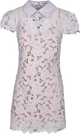Self Portrait Femme, Robes, Bleu, Taille: 36 FR Guipure Lace Mini Dress