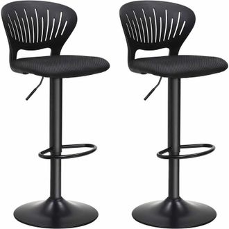 Songmics Songmics - Lot de 2 tabourets de bar Hauteur réglable - Assise rembourrée - Dossier en Forme de Couronne - Tissu Respirant - Pivotant - Pour Cuisine