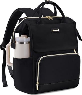 Lovevook Sac à dos pour ordinateur portable avec grande poche pour bouteille deau, Noir, 15,6