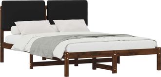 vidaXL Letto Con Testiera Rivestita Marrone Scuro E Nero 160 X 200 Cm Vidaxl