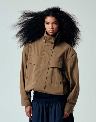 Asos Kultige Sportjacke in Mokka mit Stehkragen-Brown